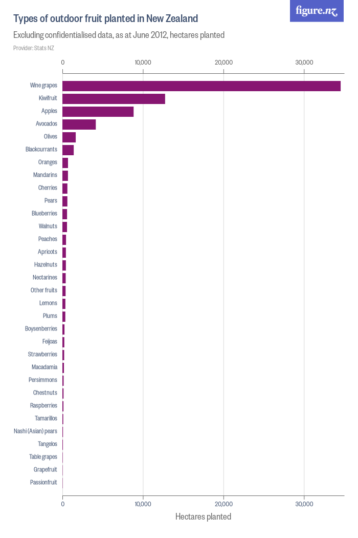 Types of outdoor fruit planted in New Zealand - Figure.NZ