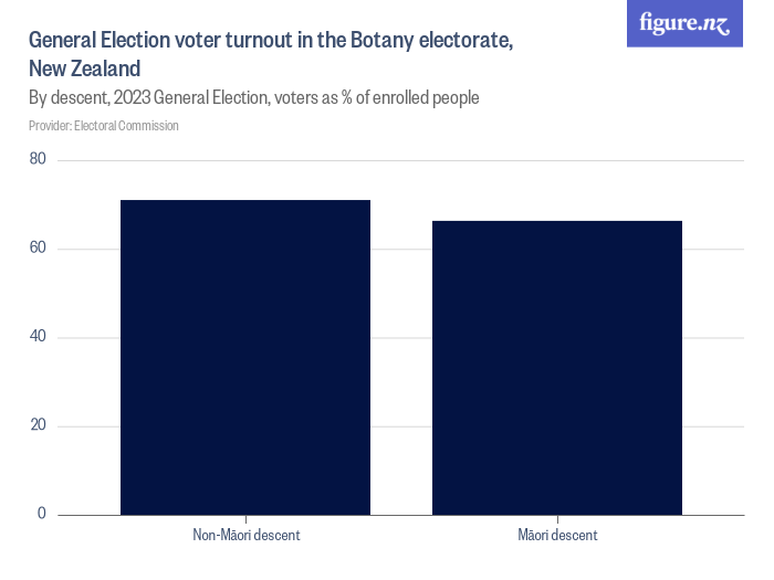 General Election voter turnout in the Botany electorate, New Zealand ...