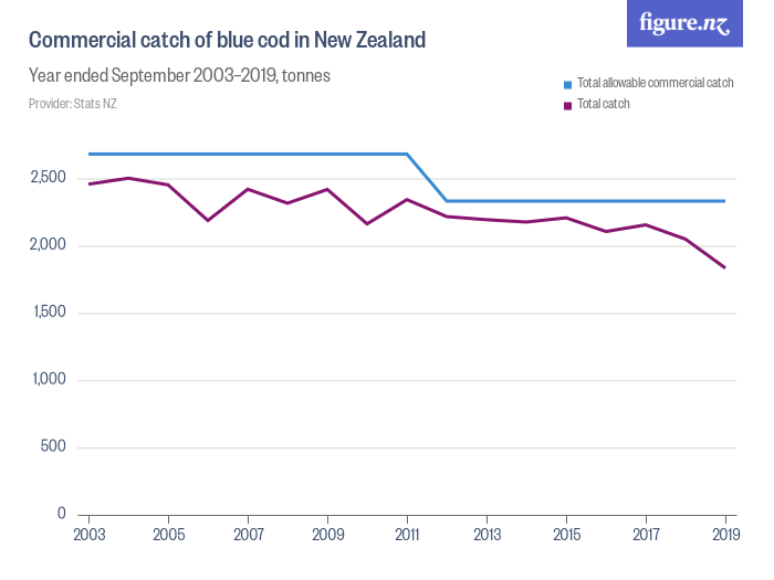 Commercial catch of blue cod in New Zealand - Figure.NZ