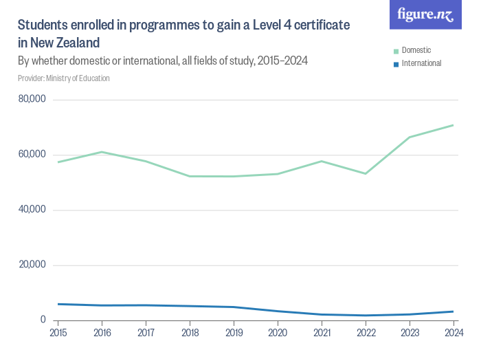 Students enrolled in programmes to gain a Level 4 certificate in New ...