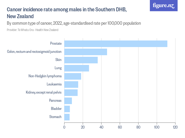 Cancer incidence rate among males in the Southern DHB, New Zealand ...